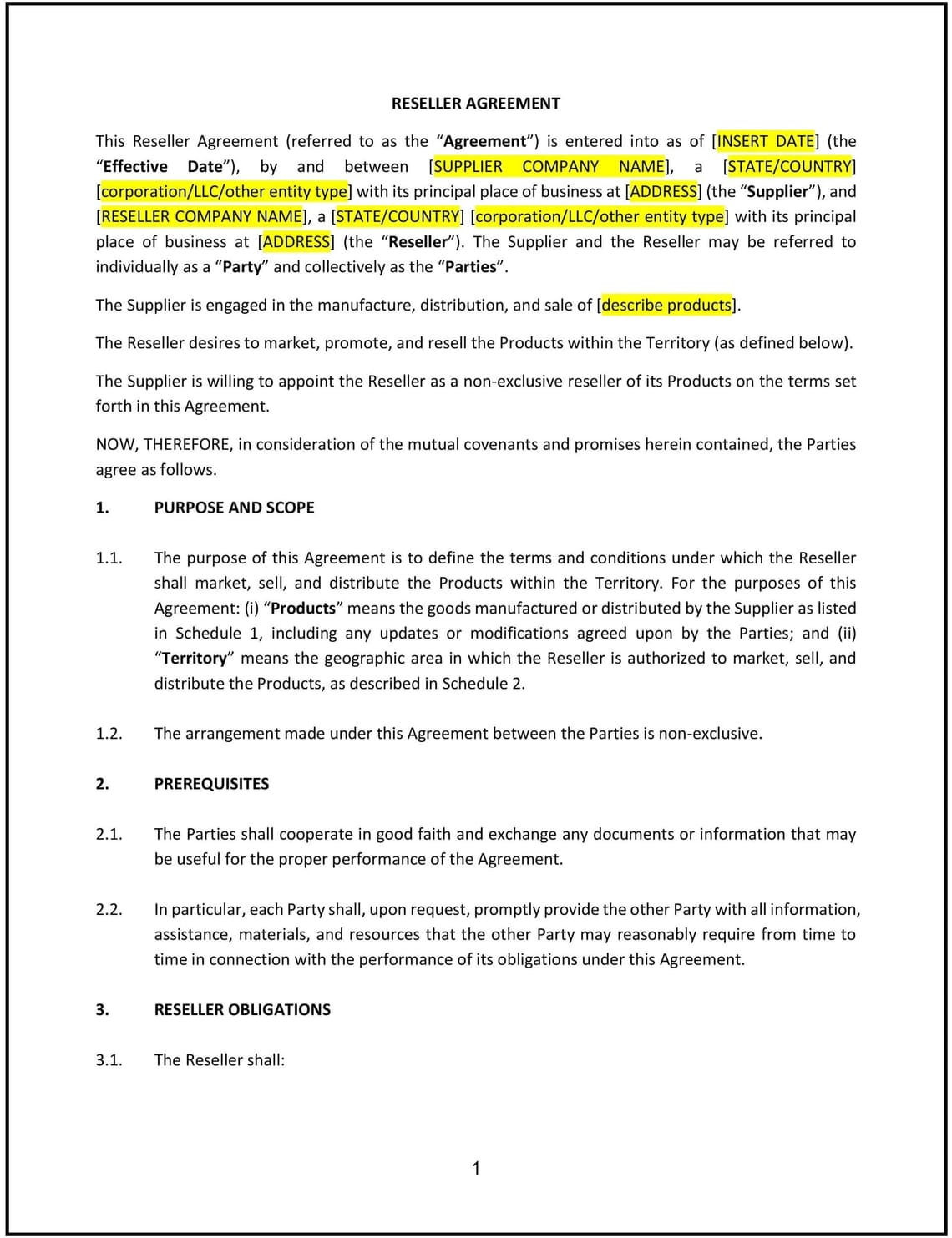 Reseller Agreement (Indiana): Free template