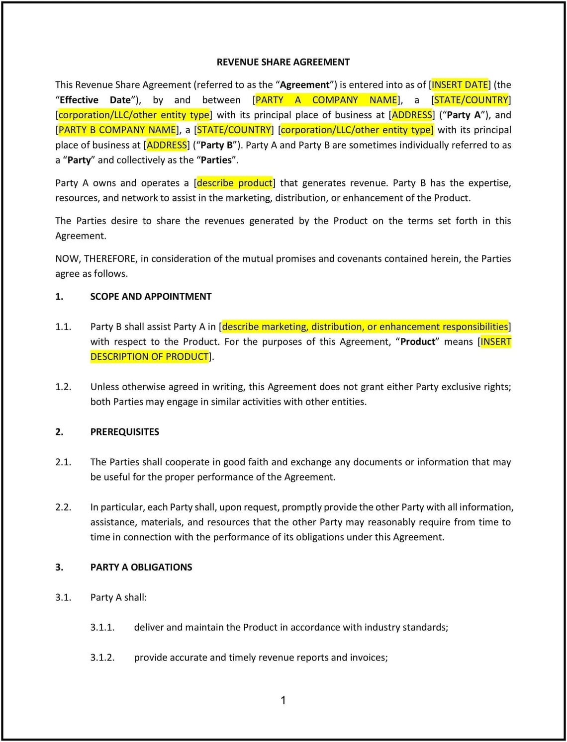 Revenue Share Agreement (Maryland): Free template