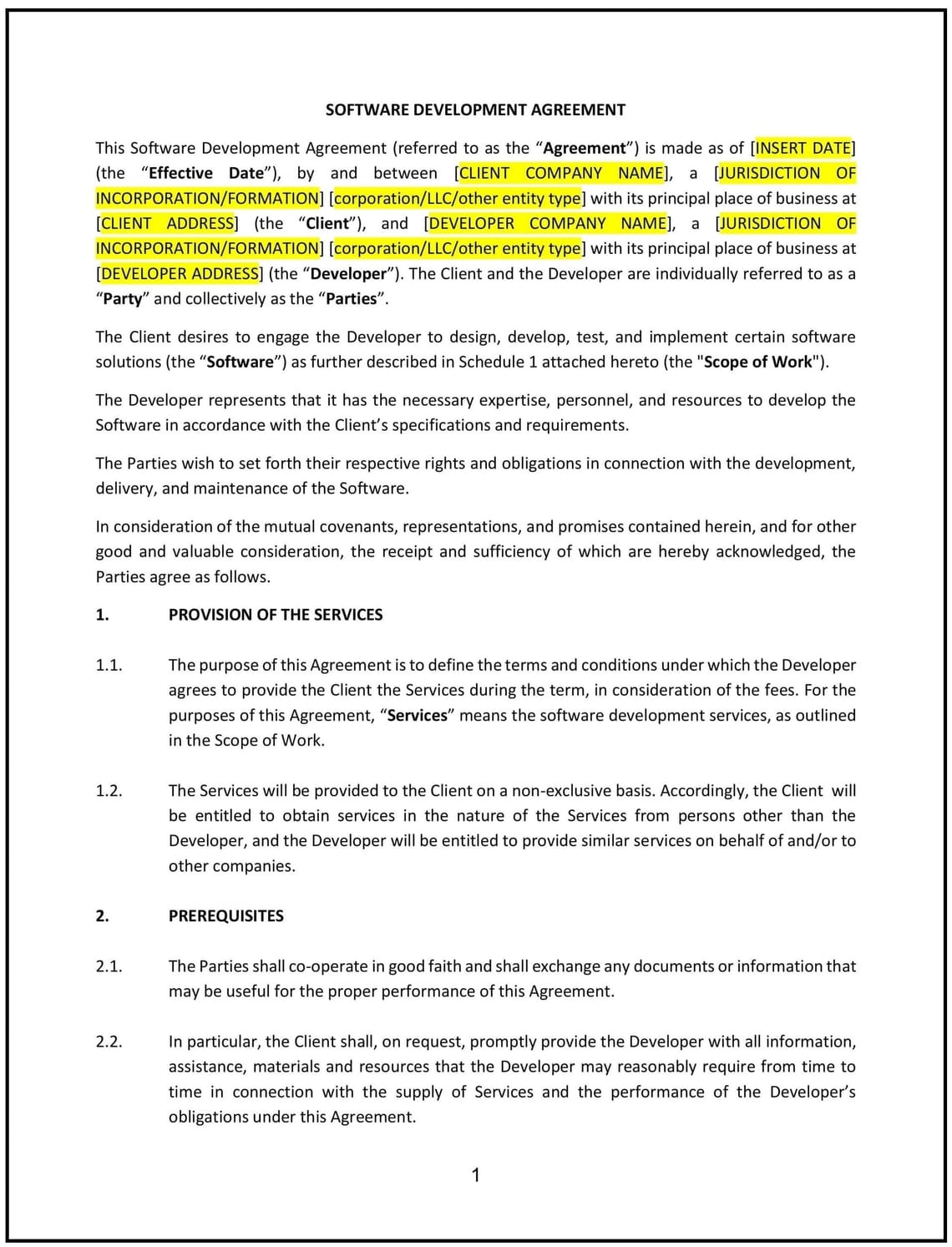 Software Development Agreement (Florida): Free template