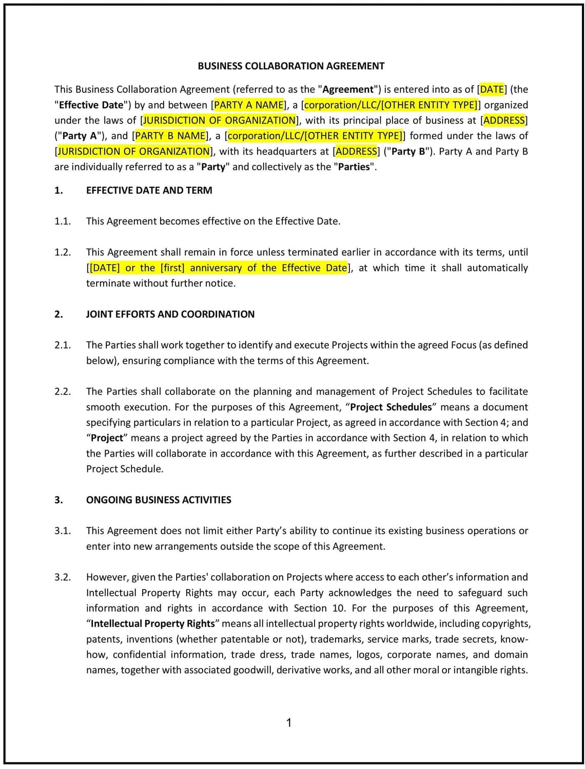 Business Collaboration Agreement (Montana): Free template