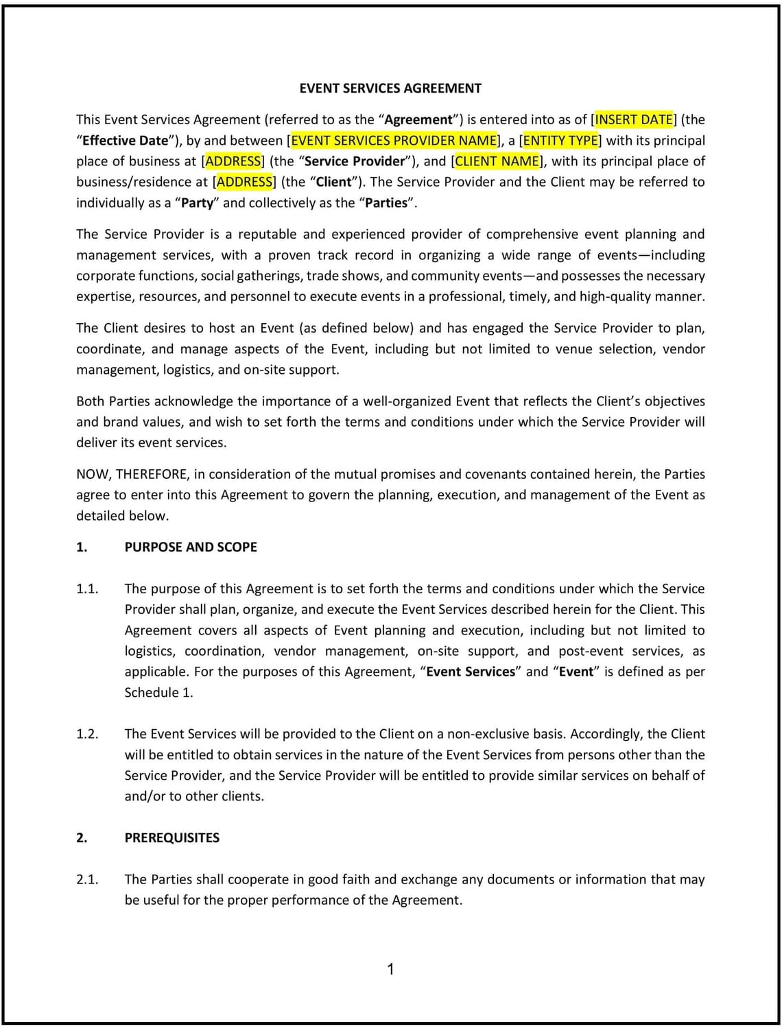 Event Services Agreement (Mississippi): Free template