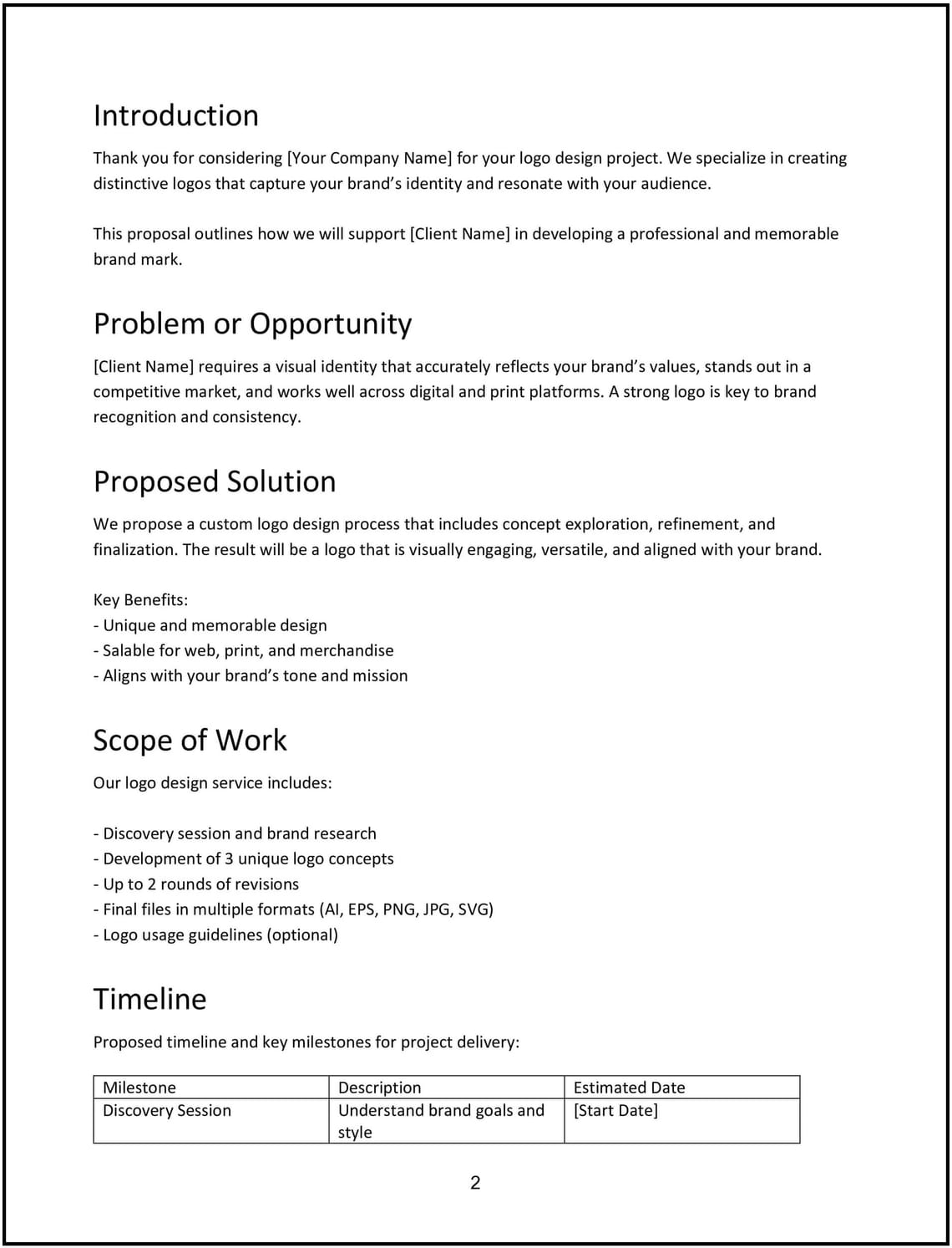 Logo design proposal: Free template