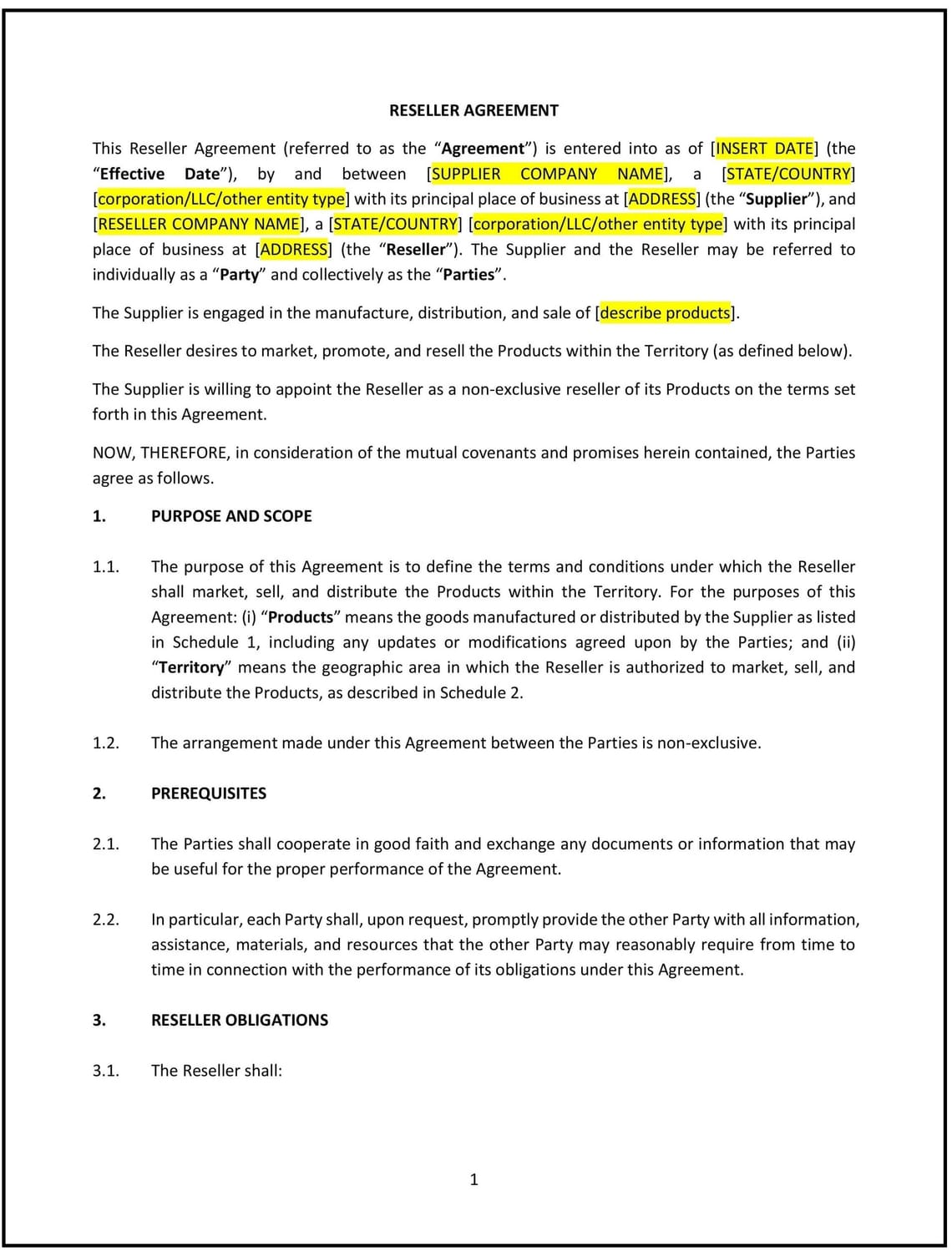 Reseller Agreement (Washington): Free template