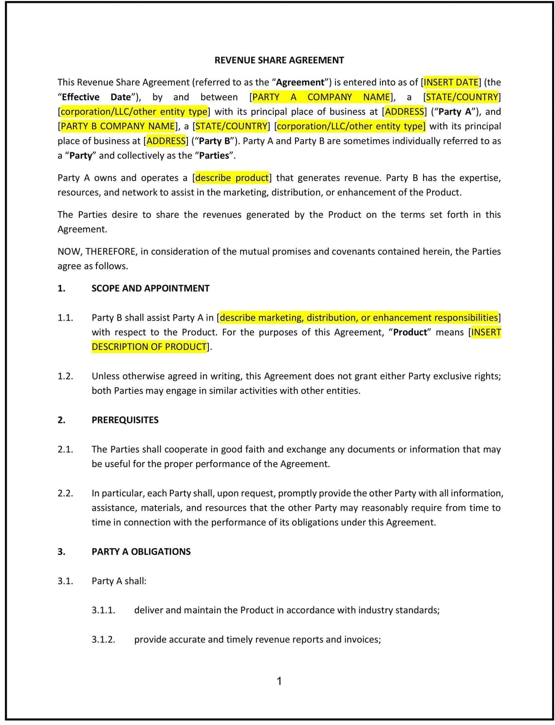 Revenue Share Agreement (North Carolina): Free template