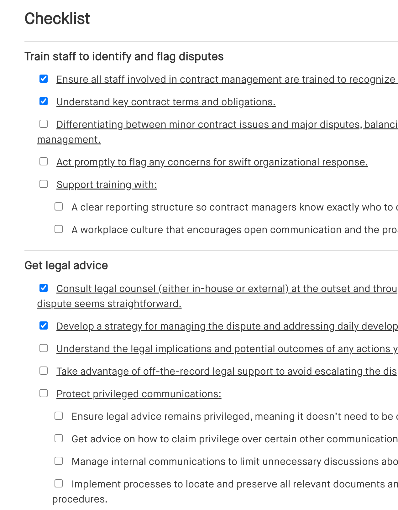 Contract dispute: Free checklist