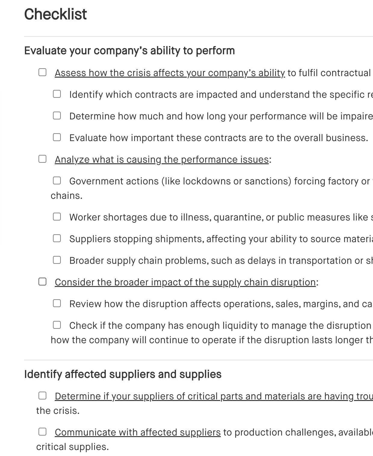 Managing supply chain disruption: Free checklist