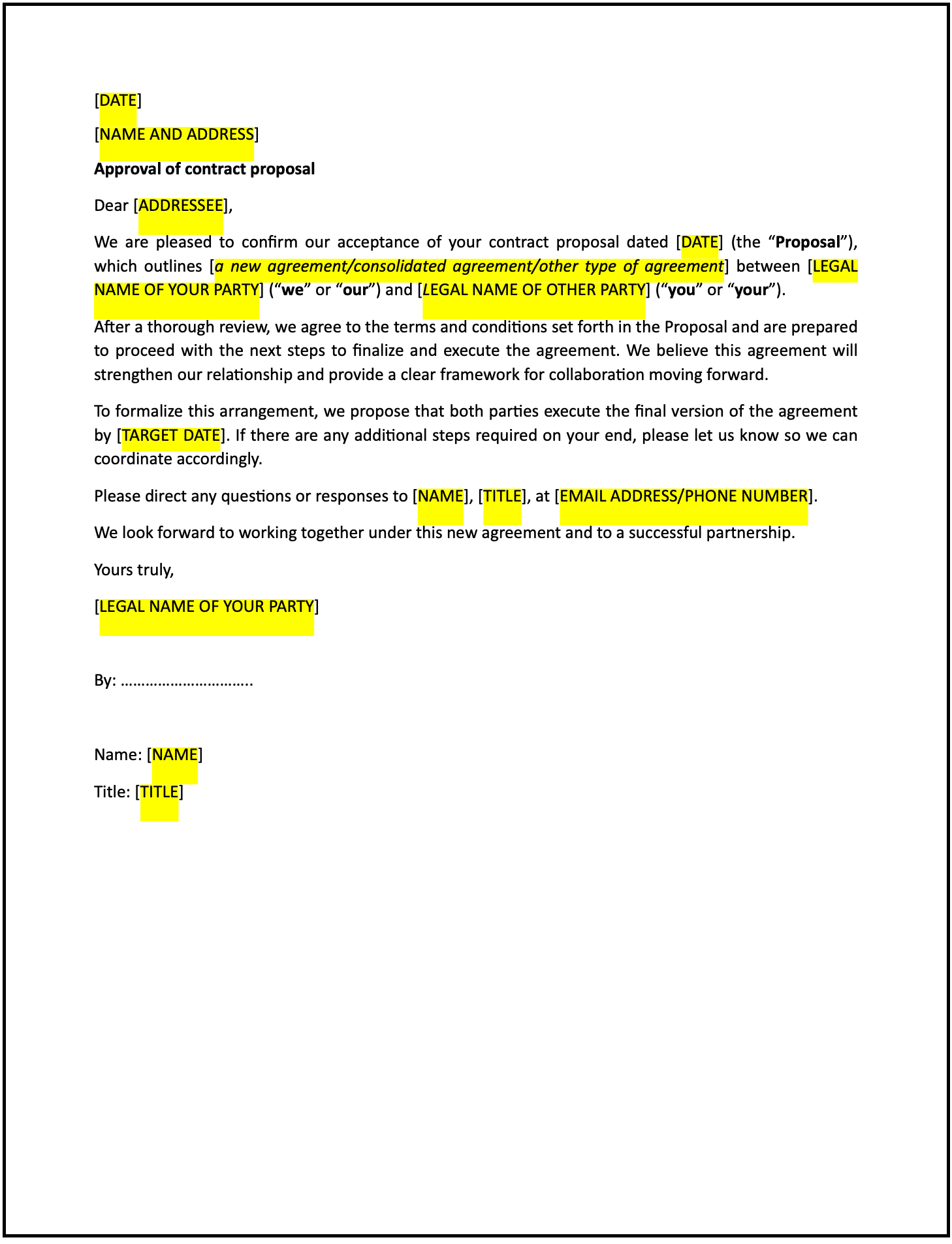 Format Of A Proposal Letter