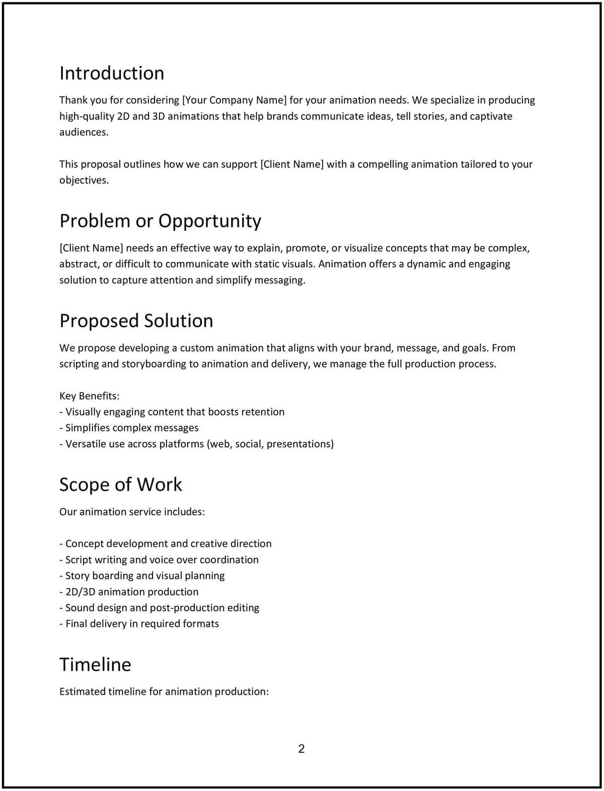 Animation proposal: Free template