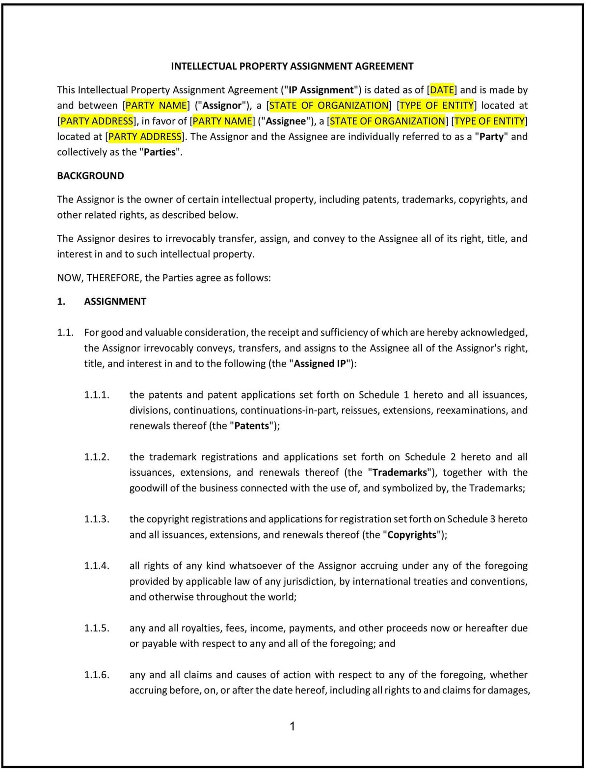 Intellectual Property Assignment Agreement (North Dakota): Free template