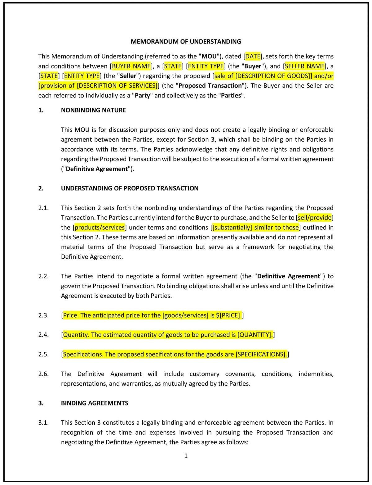 Memorandum of Understanding (MOU) (Virginia): Free template