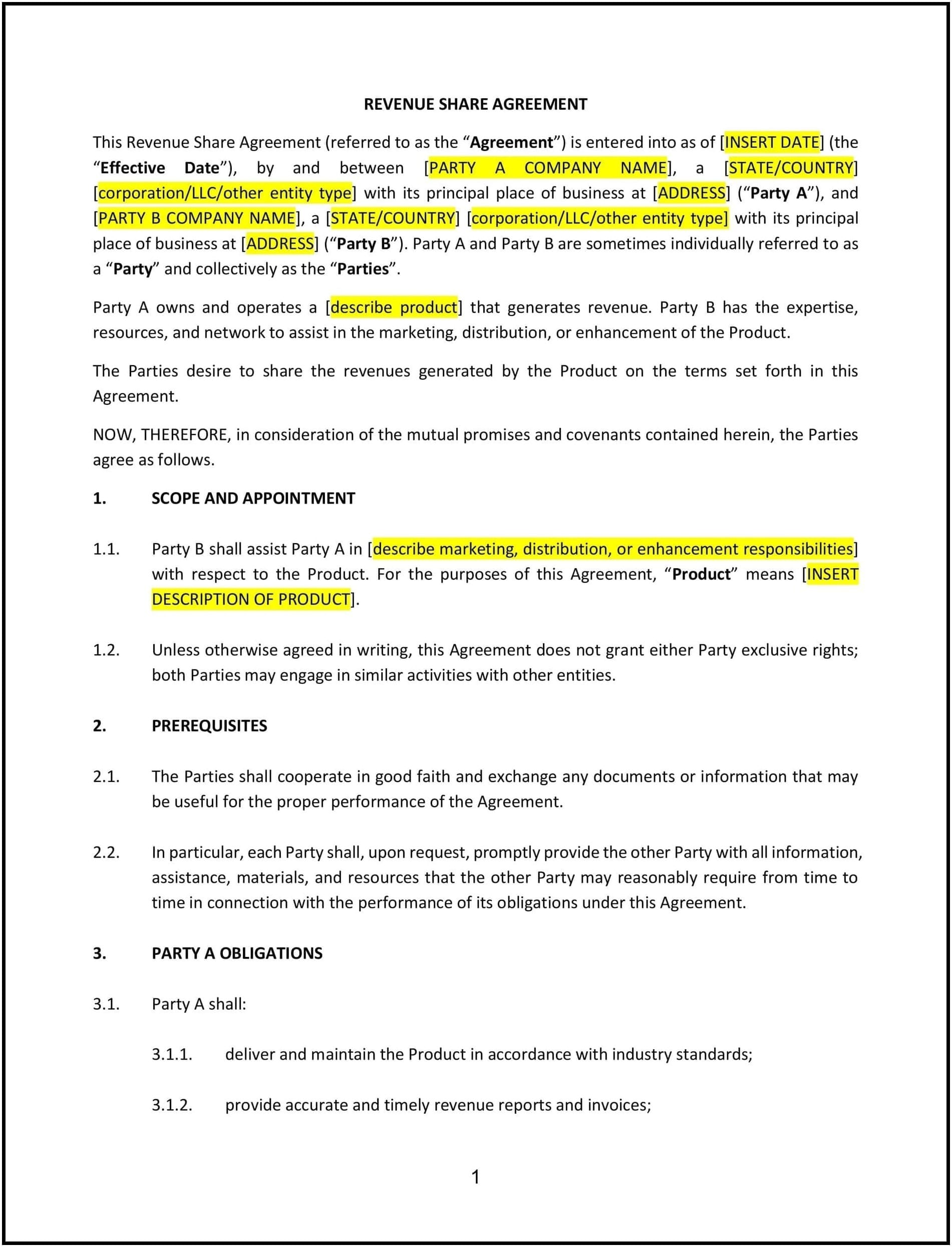 Revenue Share Agreement (Maryland): Free template