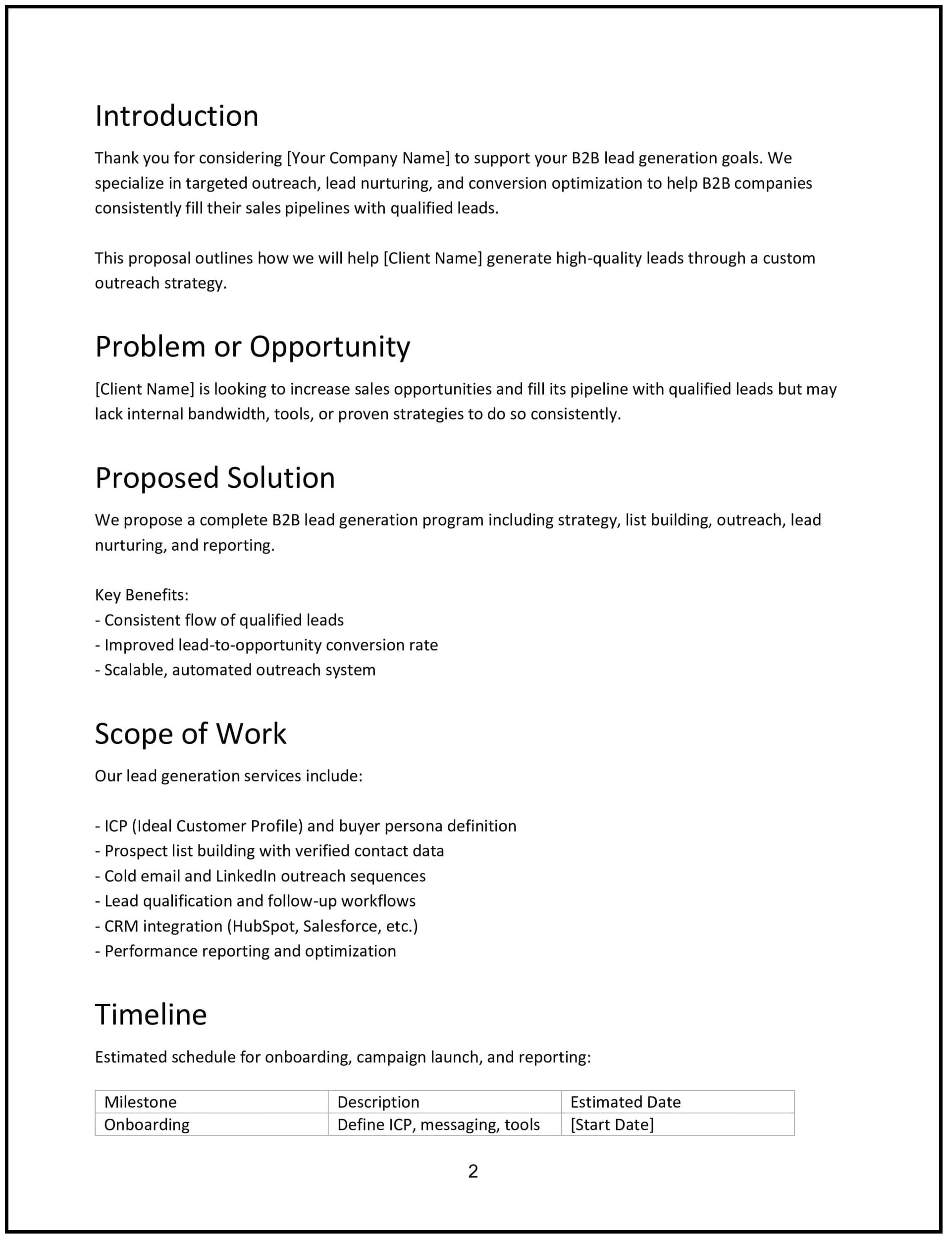 B2B lead generation agency proposal: Free template