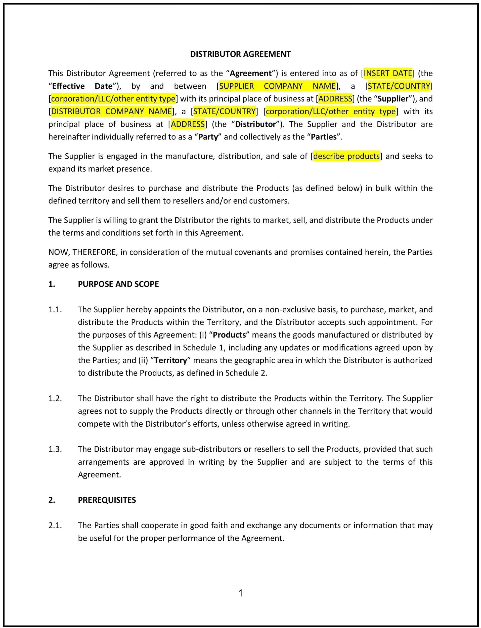 Distributor Agreement (New Hampshire): Free template