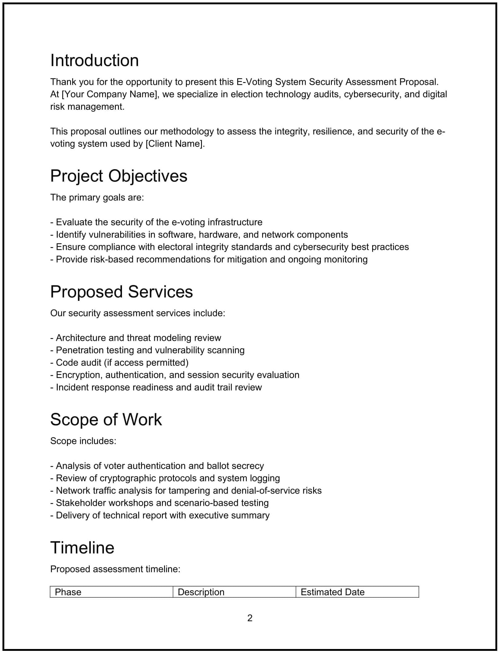 E-voting system security assessment proposal: Free template