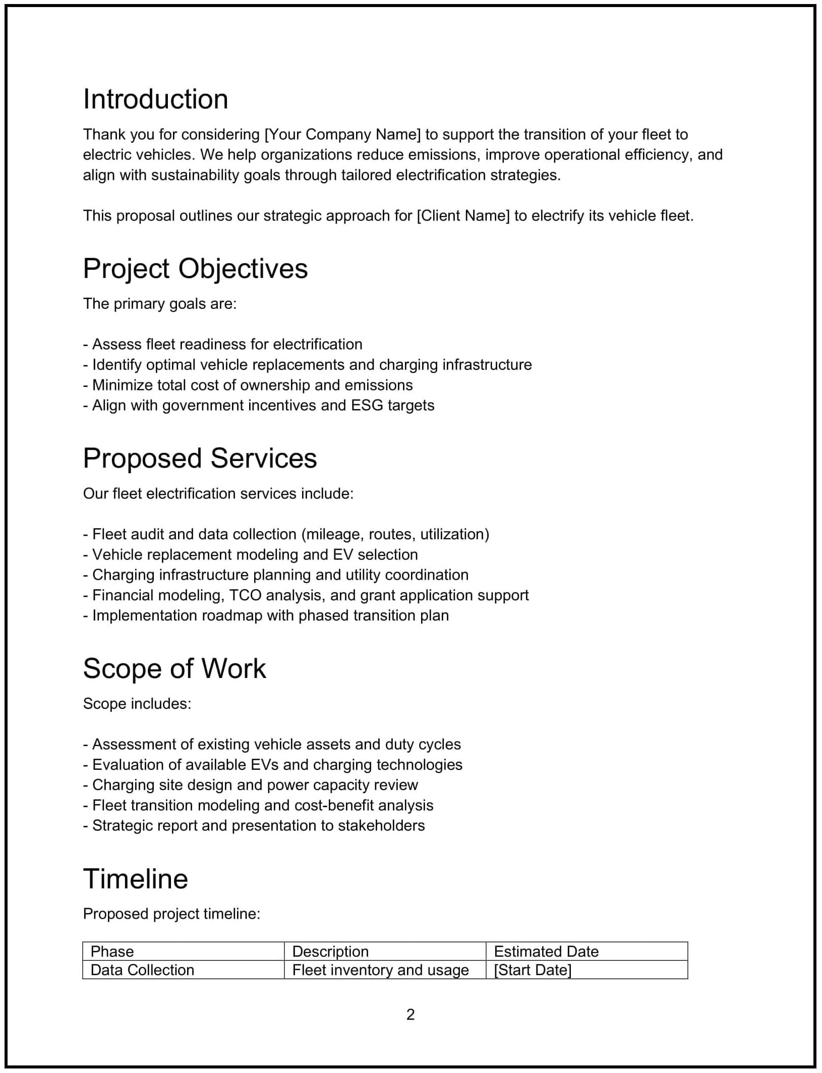 Fleet electrification strategy proposal: Free template