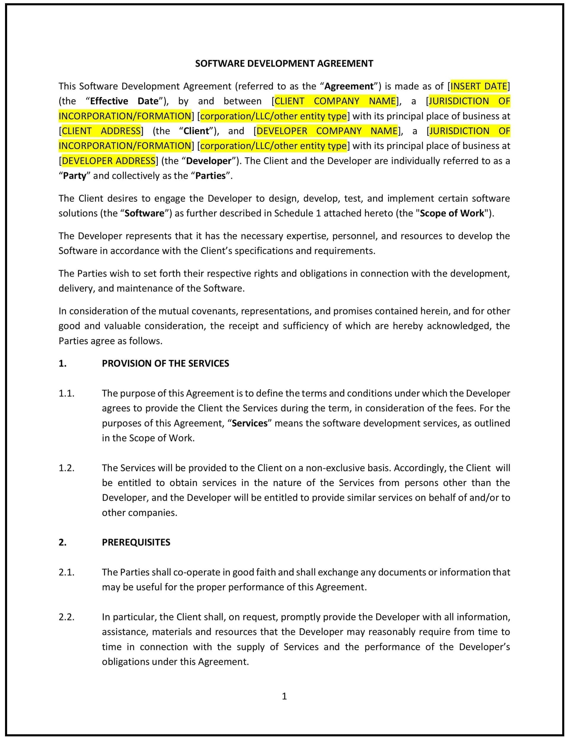 Software Development Agreement (Oregon): Free template