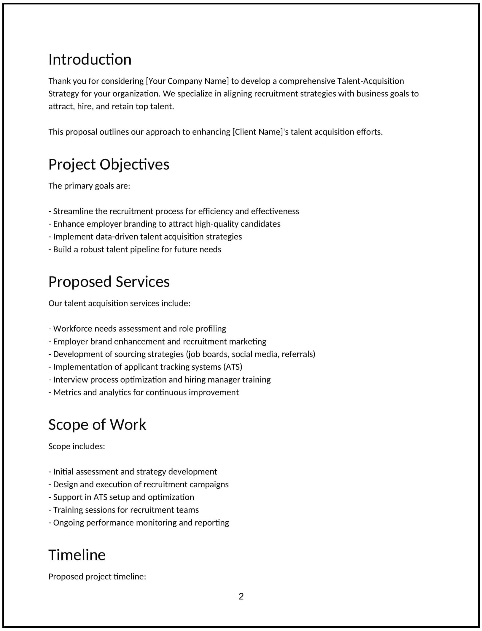 Talent-acquisition strategy proposal : Free template