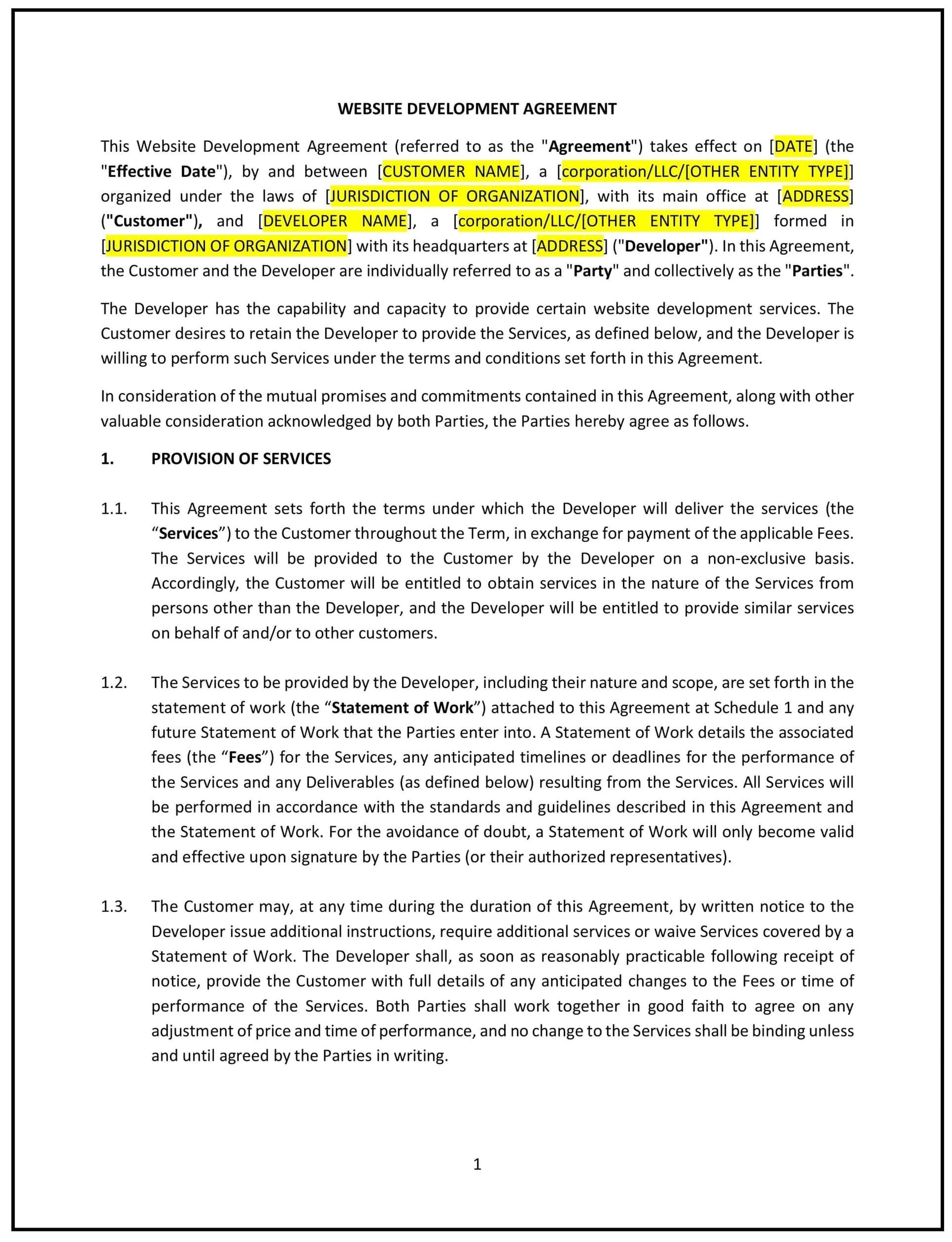 Website Development Agreement (Vermont): Free template