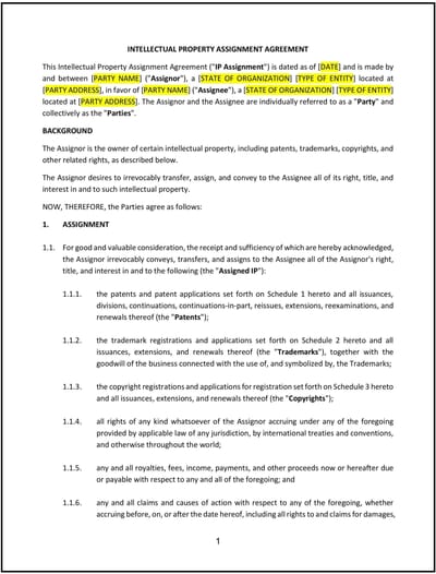 Intellectual Property Assignment Agreement (Indiana): Free template