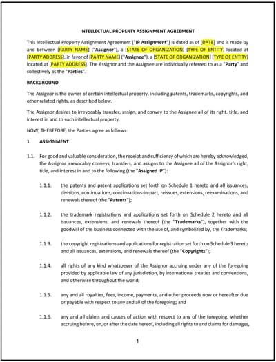 Intellectual Property Assignment Agreement (Maryland): Free template