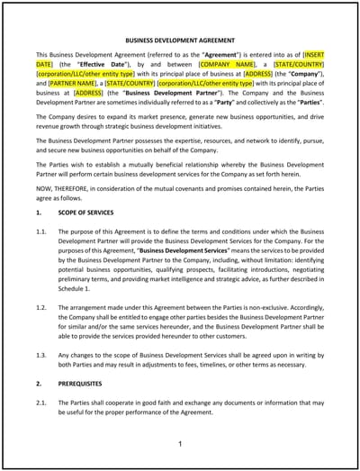 Business Development Agreement (Missouri): Free template