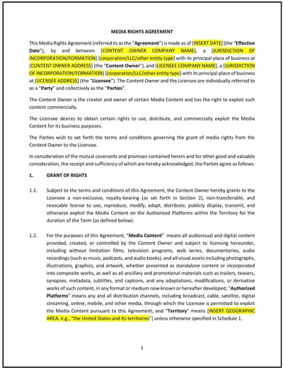 Media Rights Agreement (Oklahoma): Free template