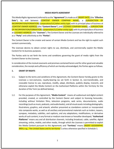 Media Rights Agreement (Wyoming): Free template
