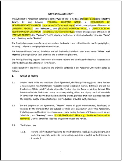 White Label Agreement (Nevada): Free template