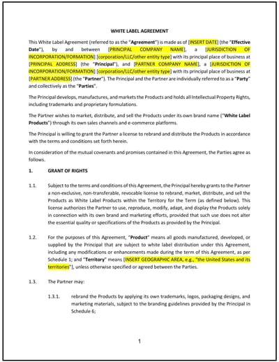 White Label Agreement (New York): Free template