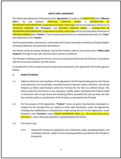 White Label Agreement (Ohio): Free template