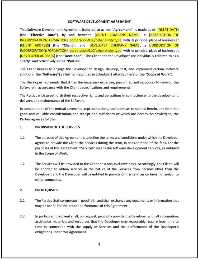 Software Development Agreement (Idaho): Free template