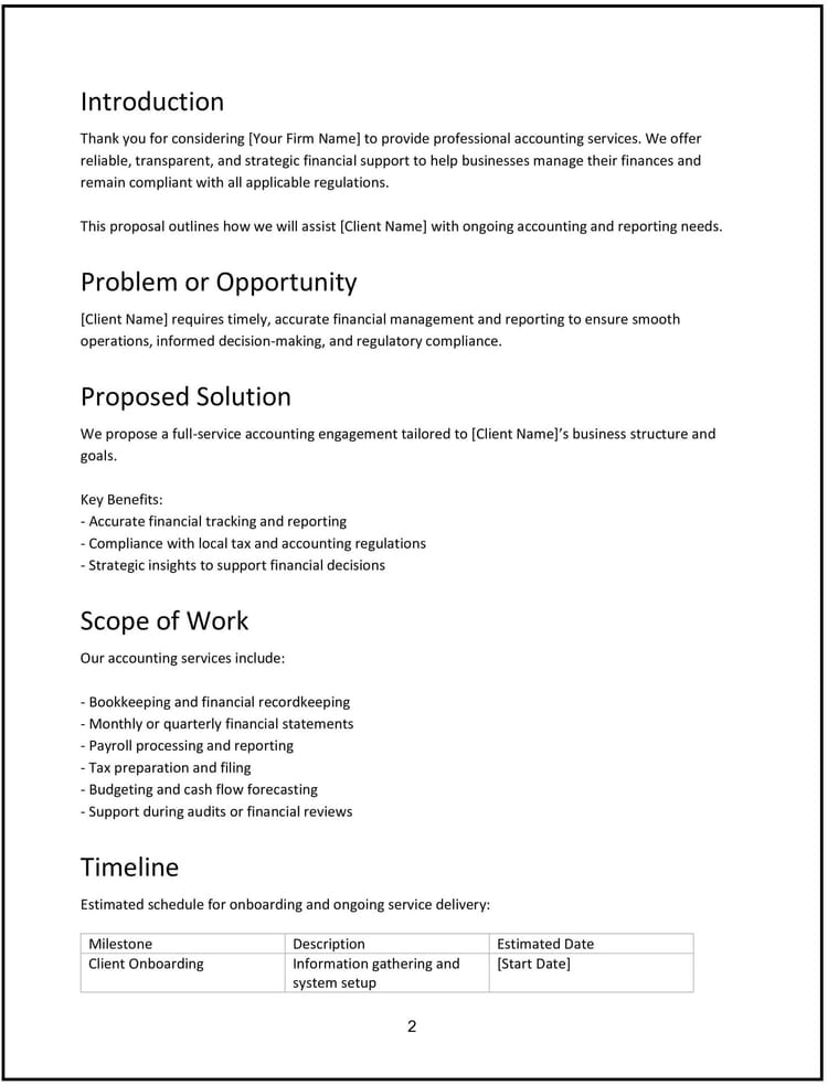 Accounting services proposal: Free template