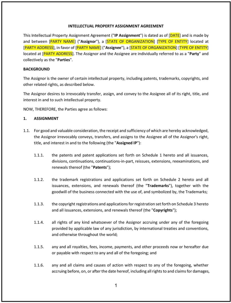 Intellectual Property Assignment Agreement (New Jersey): Free template