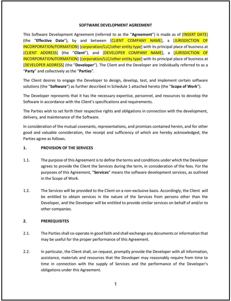 Software Development Agreement (Mississippi): Free template