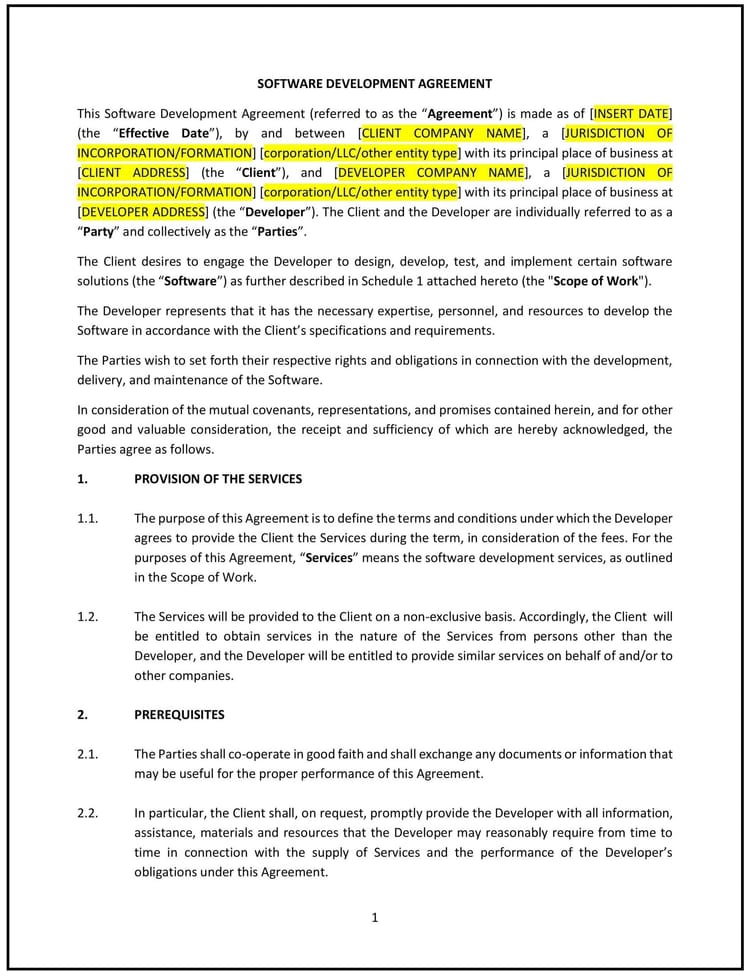 Software Development Agreement (Oregon): Free template