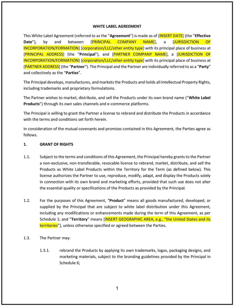 White Label Agreement (Missouri): Free template